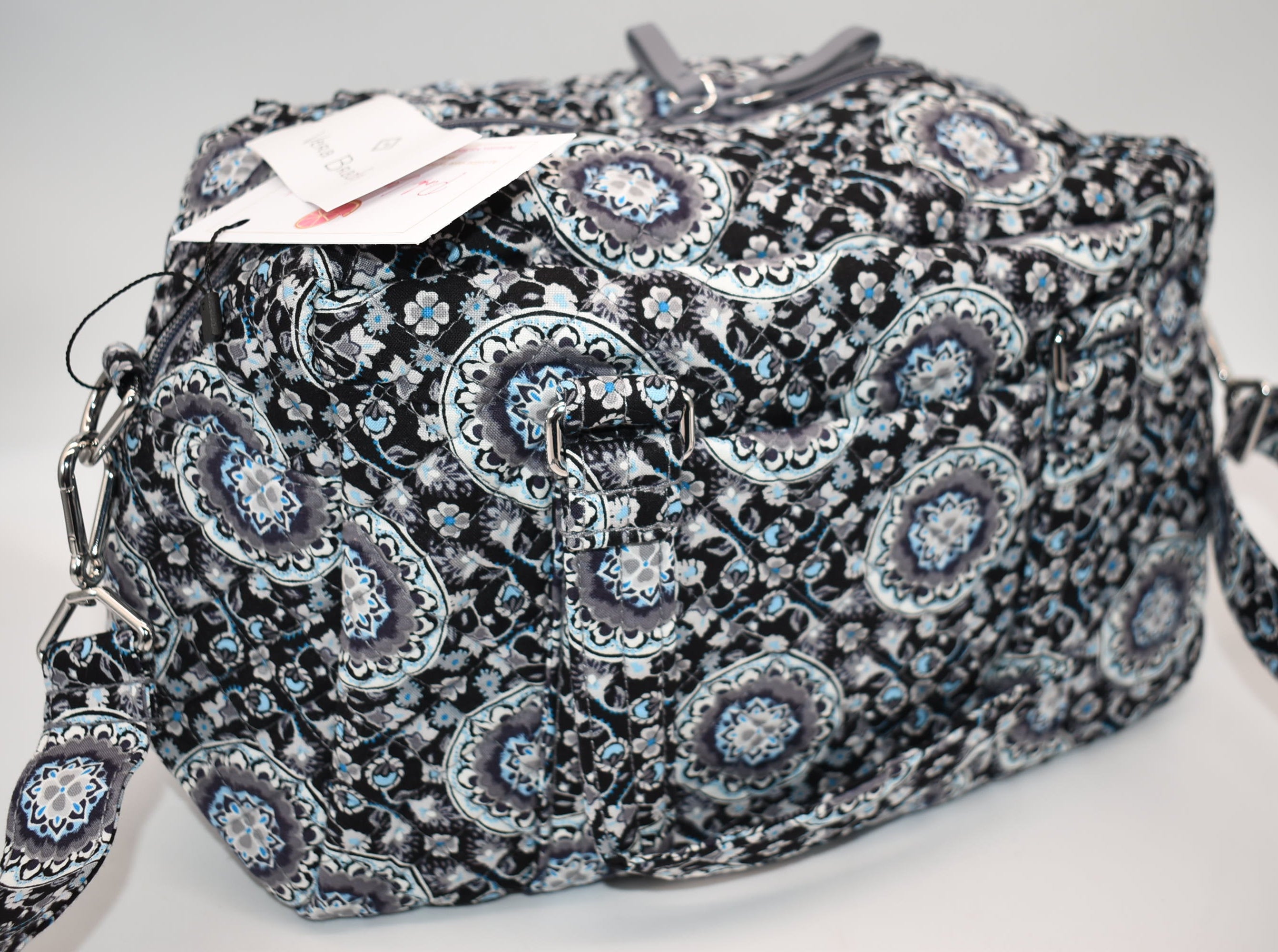 Vera Bradley Iconic 100 Handbag in "Charcoal Medallion" Pattern – Pink ...