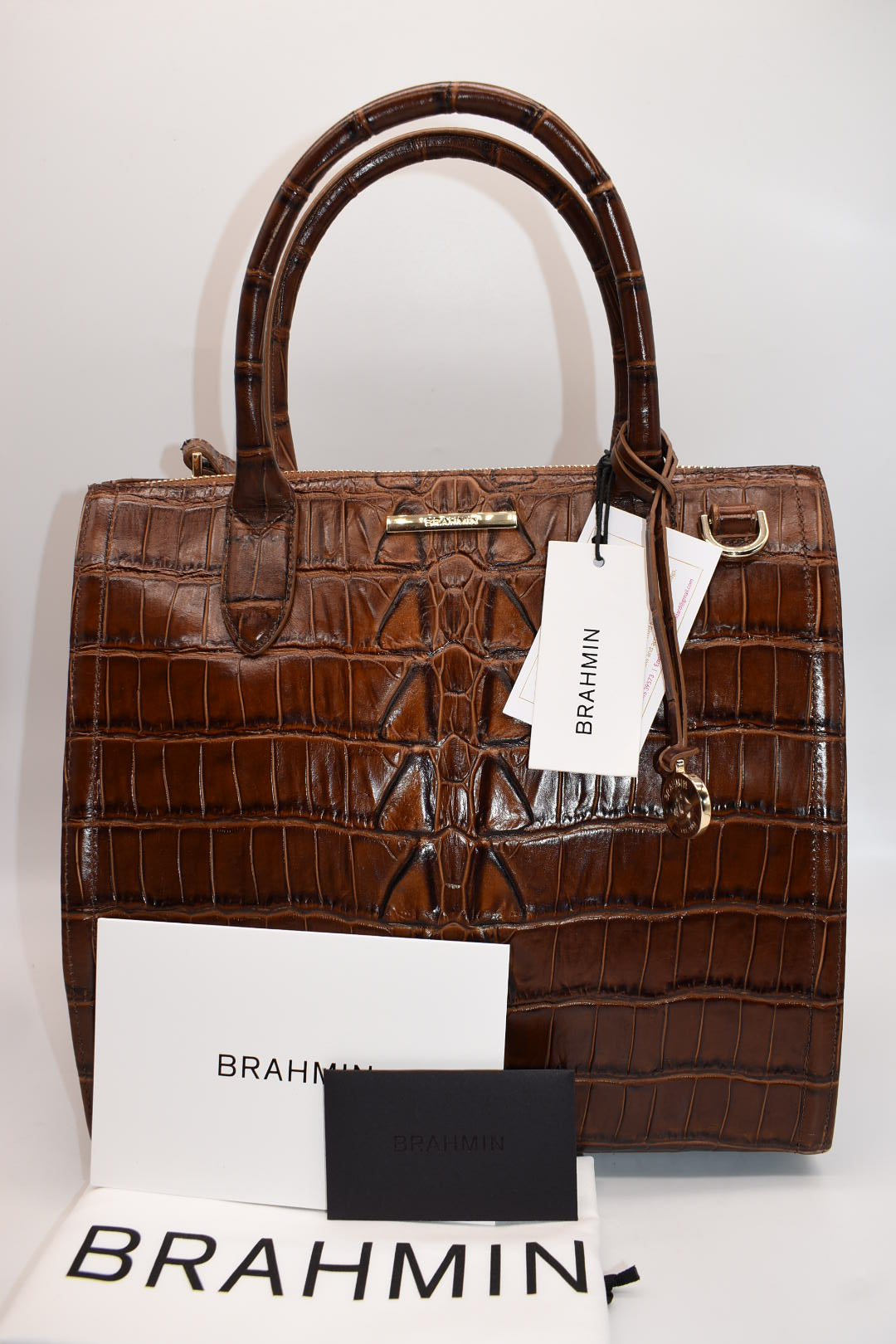 Brahmin Caroline Satchel Bag in Chestnut Marana – Pink Lemon Standard